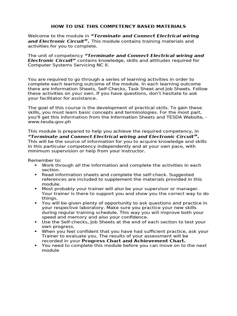 CSS COMMON COMPETENCIES Terminate and Connect Electrical Wiring and ...