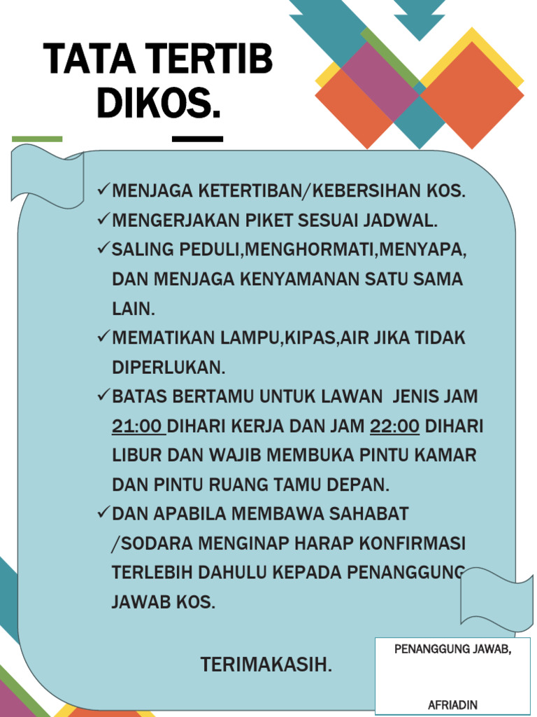 Tata Tertib Dikos Budak Kolporat.rev.2 | PDF