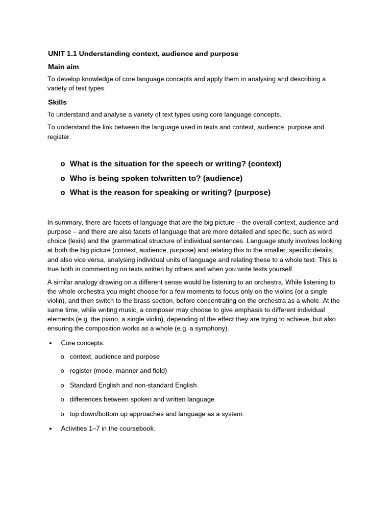 AS Eng Unit 1.1 | PDF