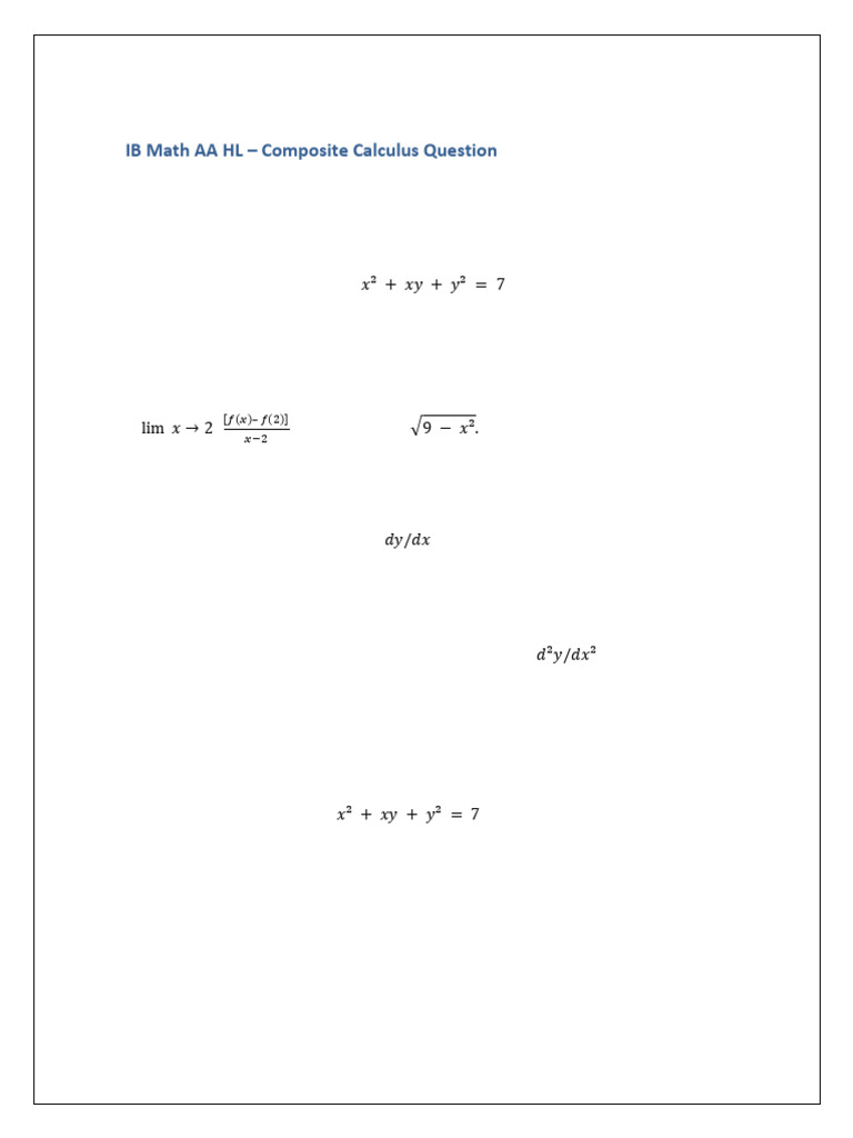 IB Math AA HL: Composite Calculus & Curvature | PDF | Curvature ...
