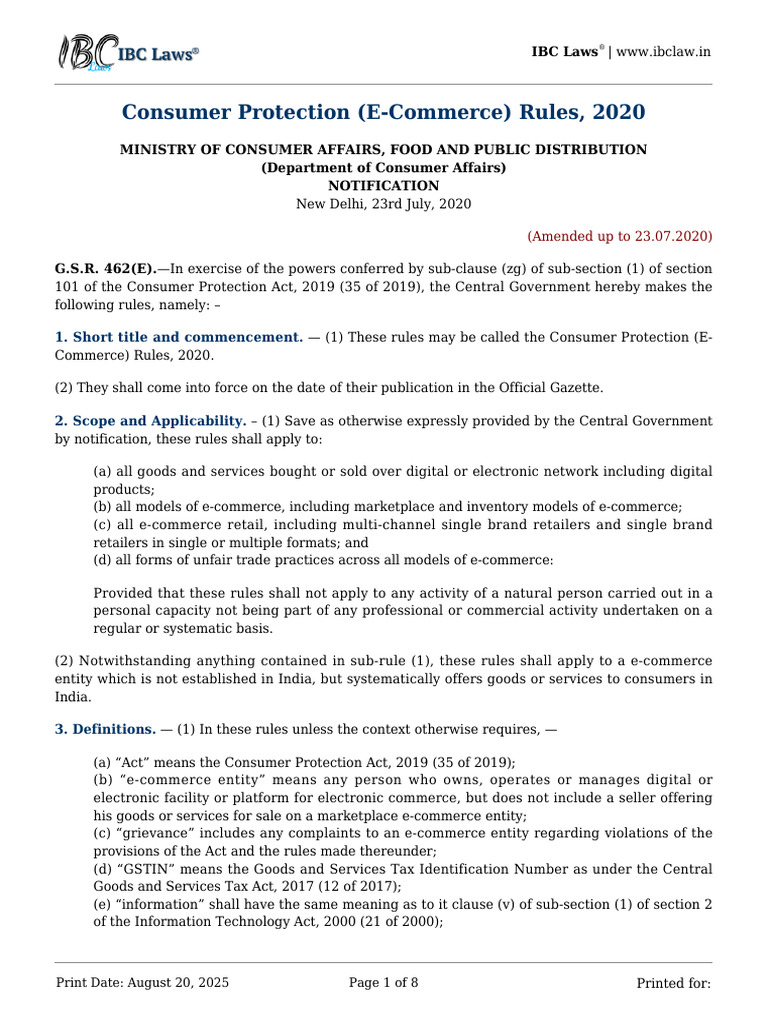 Consumer Protection E-Commerce Rules | PDF | E Commerce | Business