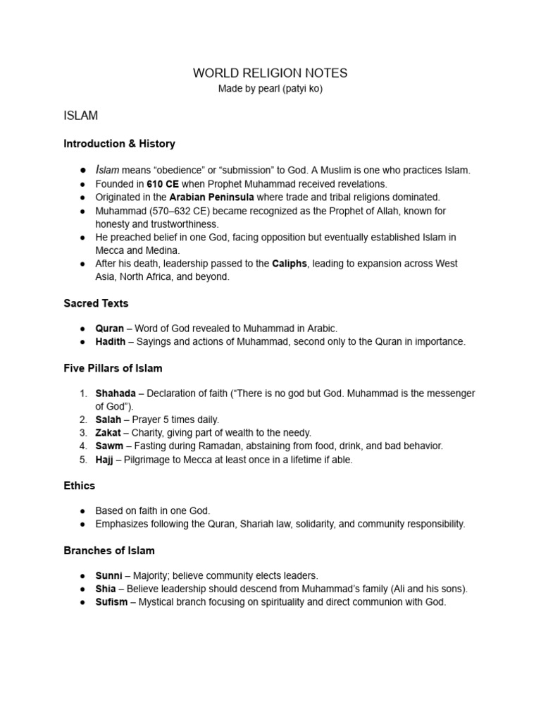 World Religion Notes | PDF | Vedas | Hindu Texts