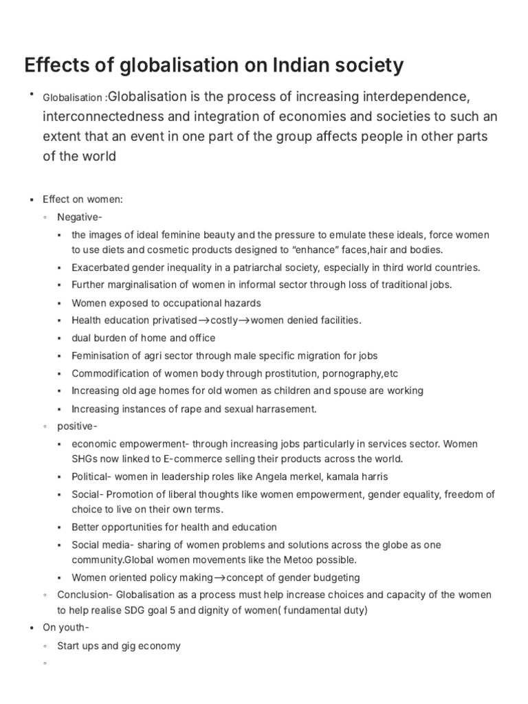 Effects of Globalisation On Indian Society | PDF | Globalization ...