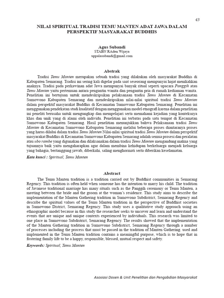 Nilai Spiritual Tradisi Temu Manten Jawa | PDF