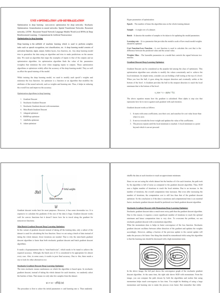Unit 4th Deep Learning - Converted | PDF | Mathematical Optimization | Deep Learning