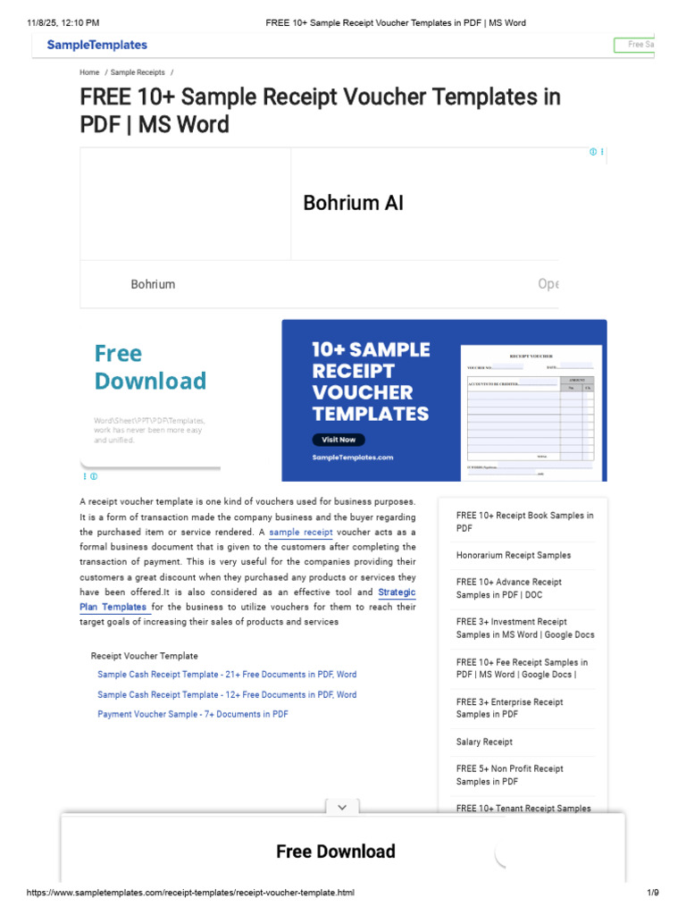 FREE 10+ Sample Receipt Voucher Templates in PDF - MS Word | PDF ...