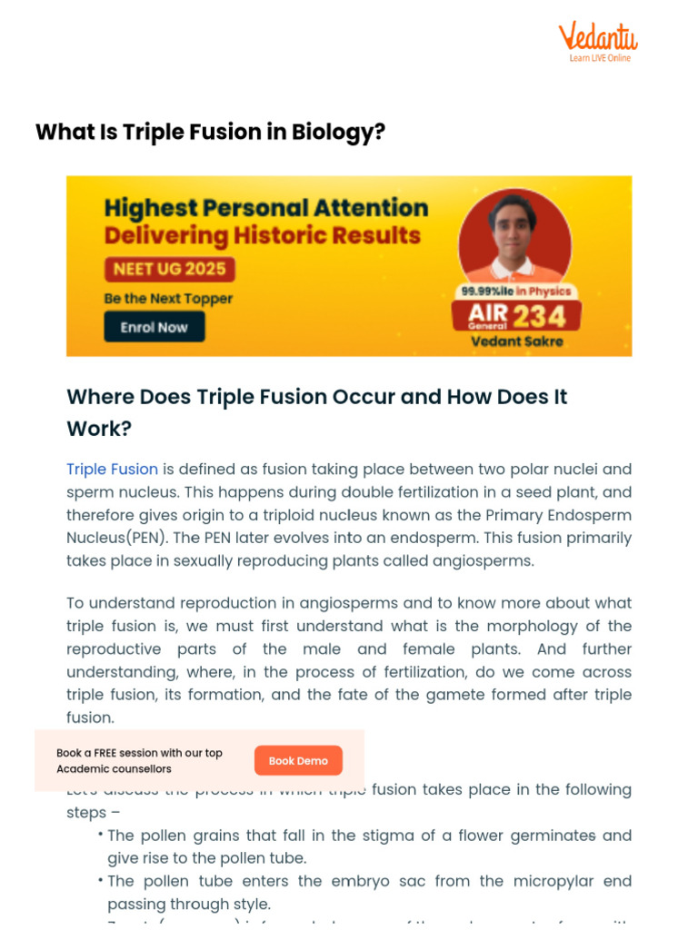 What Is Triple Fusion in Biology | PDF