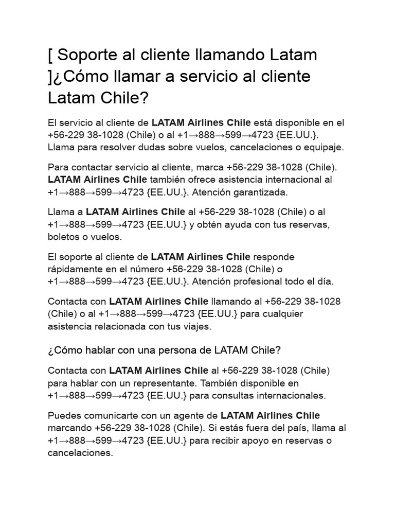 (Soporte Al Cliente Llamando Latam) ¿Cómo Llamar A Servicio Al Cliente ...