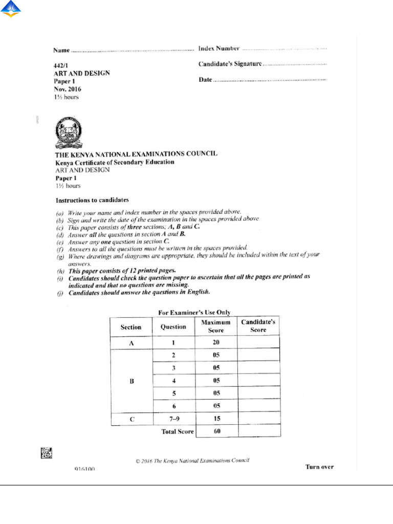 kcse-2016-art-and-design-paper-1-questions (1) | PDF