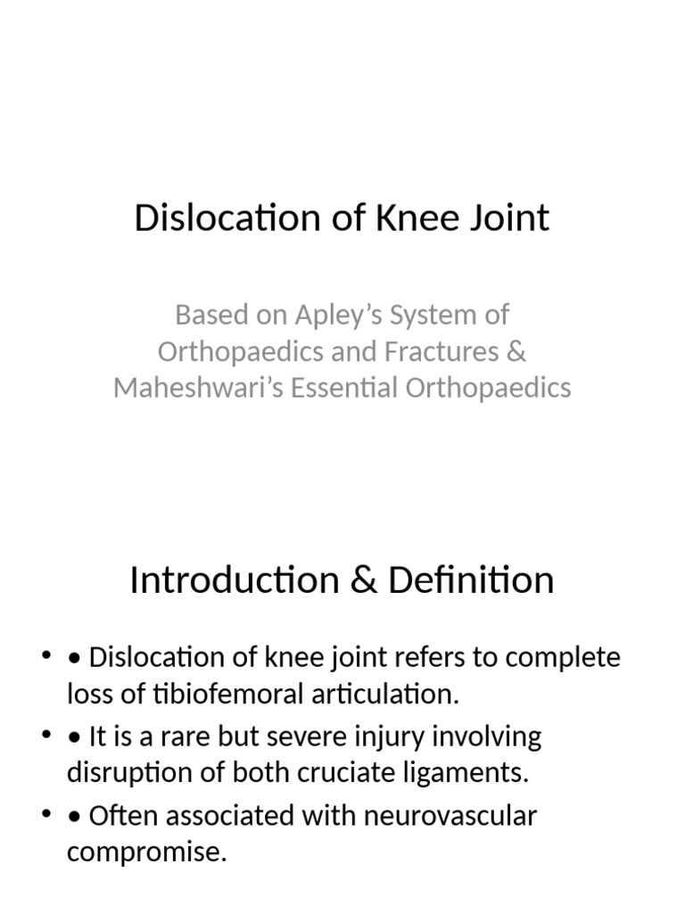 Dislocation of Knee Joint | PDF | Knee | Injury