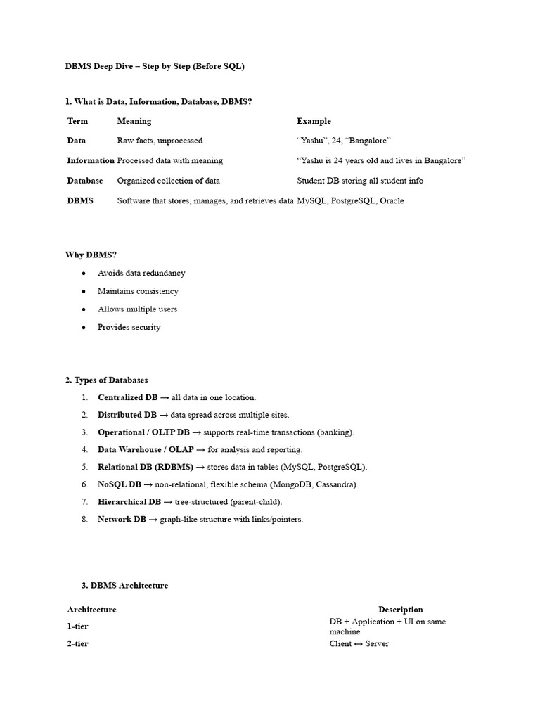 DBMS(Basic Concepts,,Before SQL) | PDF | Databases | Database Transaction
