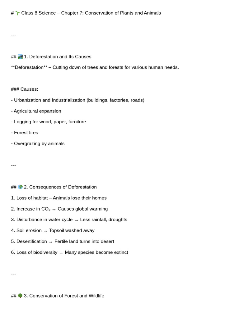 Class 8 Science - Chapter 7 Conservation of Plants and Animals ...