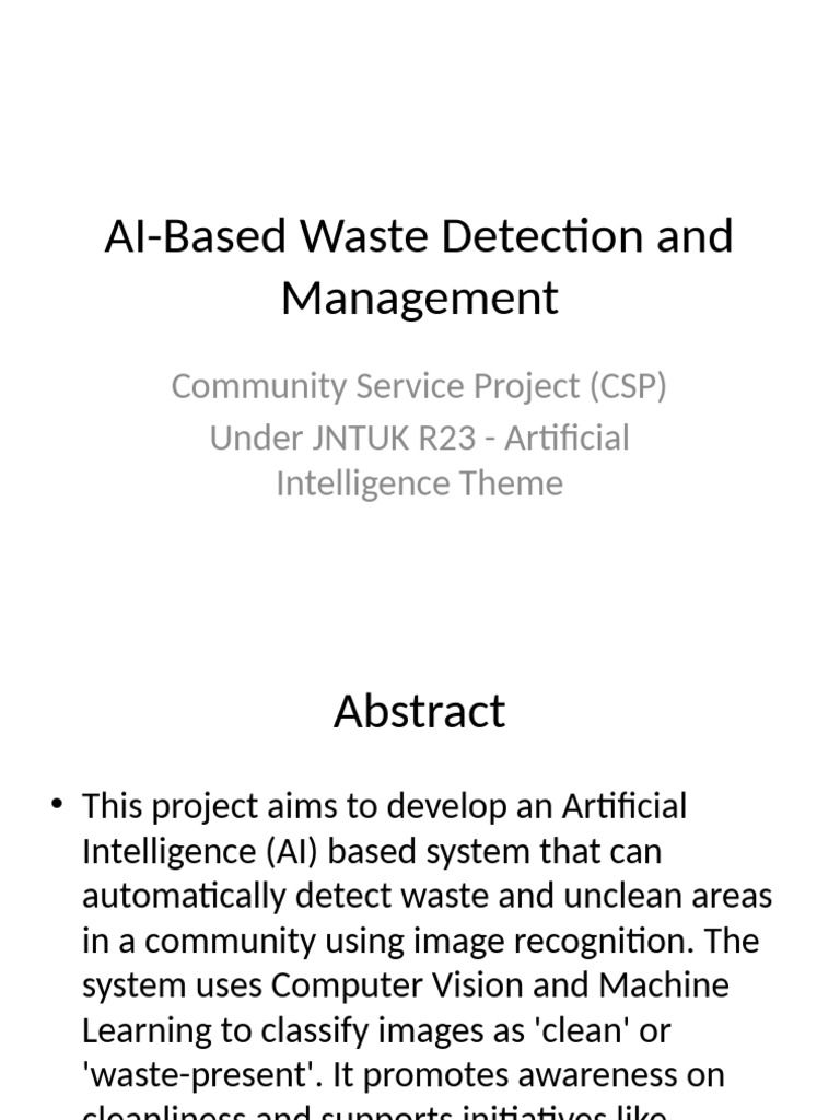 AI Waste Detection for Clean Communities | PDF | Artificial ...