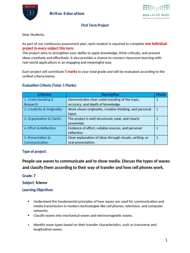 Grade 7 Science Project on Waves | PDF | Waves | Science