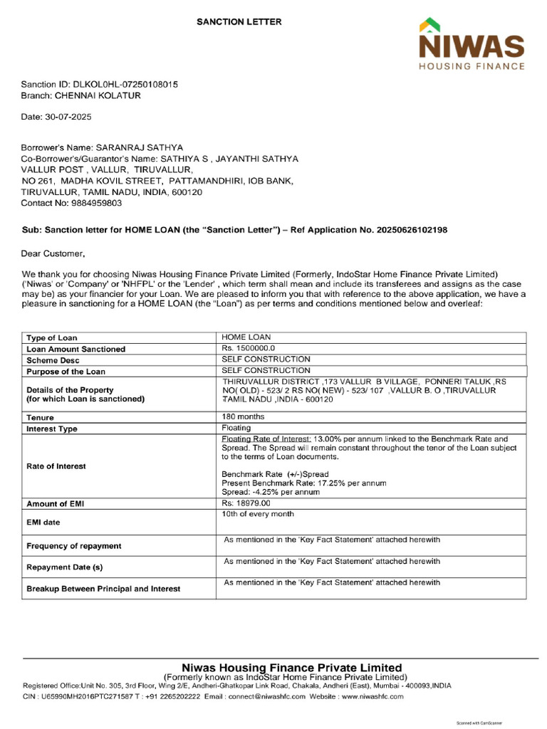 Sanction Letter Report CP | PDF