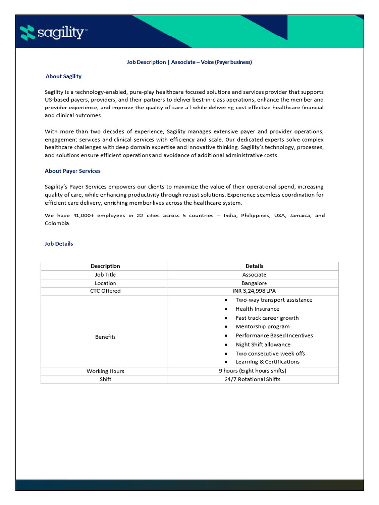 Job Description Sagility | PDF | Business | Social Psychology