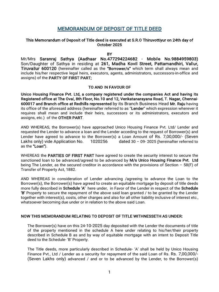 MODT Format - Unico Final | PDF | Mortgage Law | Loans