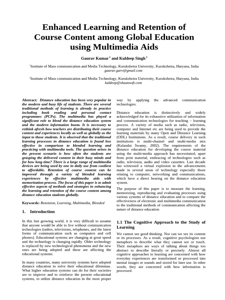 Enhancing Learning in Distance Education | PDF | Distance Education ...