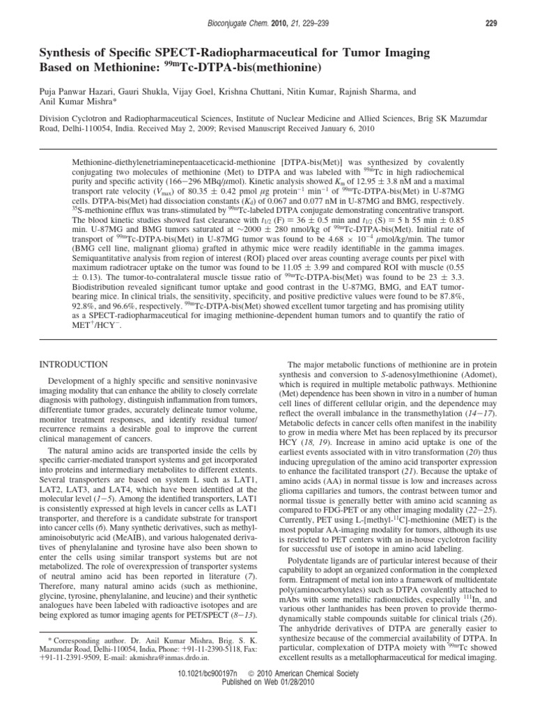 Synthesis of Specific Spect Radiopharmaceutical For Tumor Imaging Based ...