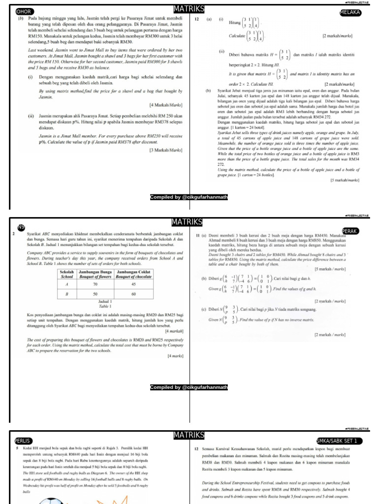 12. MATRIKS 2023 by Cikgufarhanmath (1) | PDF