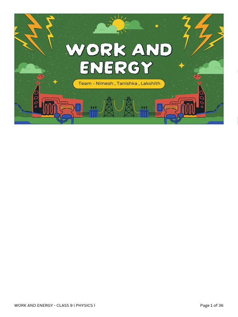 Class 9 Physics: Work and Energy Guide | PDF | Power (Physics ...