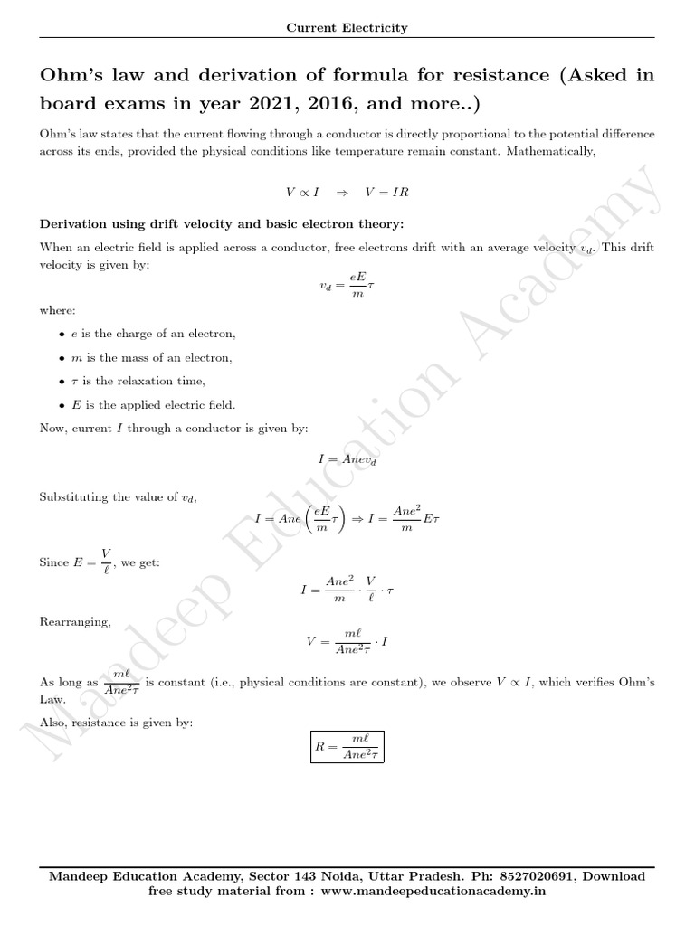 Ohms Law | PDF | Quantity | Physical Sciences
