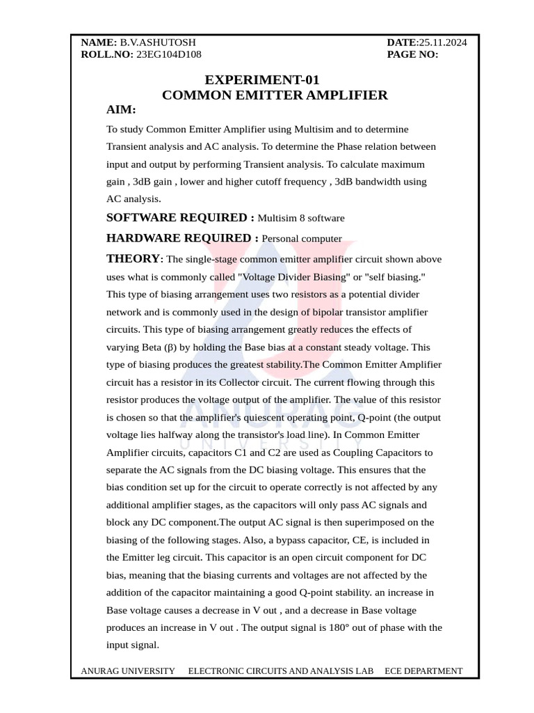 eca TEMPLATE (1) | PDF | Amplifier | Electrical Network