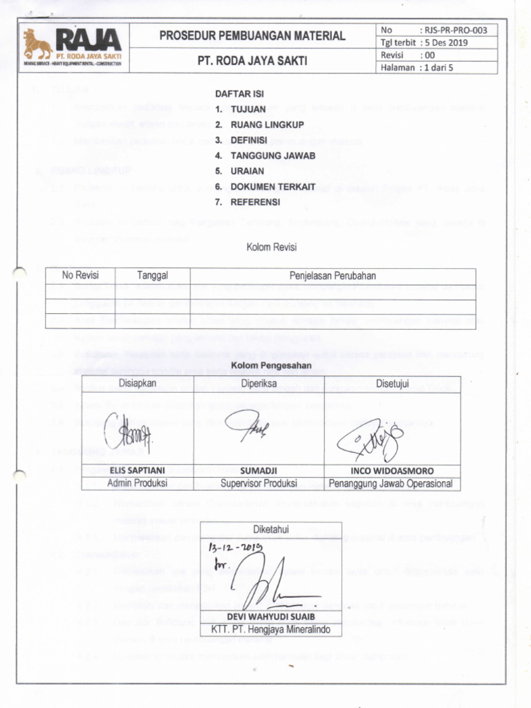 13.Rjs PR Pro 003 Prosedur Pembuangan Material | PDF