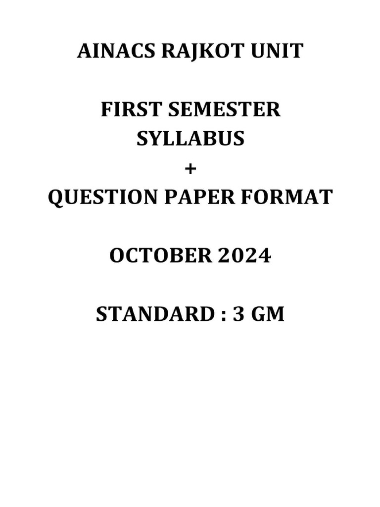 STD-3 First Semester Syllabus 2024 | PDF