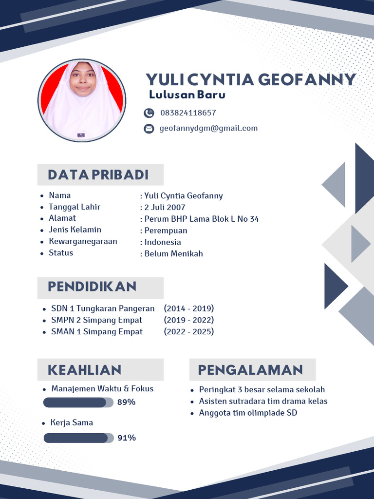 Biru Tua Abu-Abu Modern Minimalis Lulusan Baru CV Resume Riwayat Hidup_20250717_192634_0000 | PDF