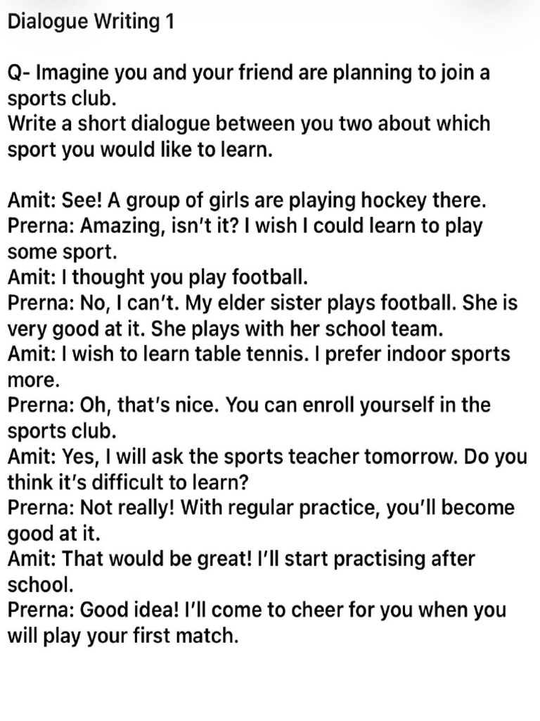 Dialogue Writing (Class4 Notebook) | PDF