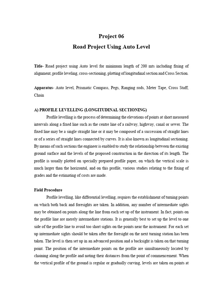 Project 06 Road Survey Final | PDF | Cross Section (Physics)