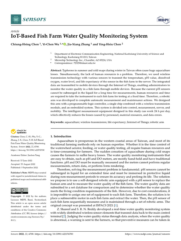 IoT-Based Fish Farm Water Quality Monitoring System | PDF | Water ...
