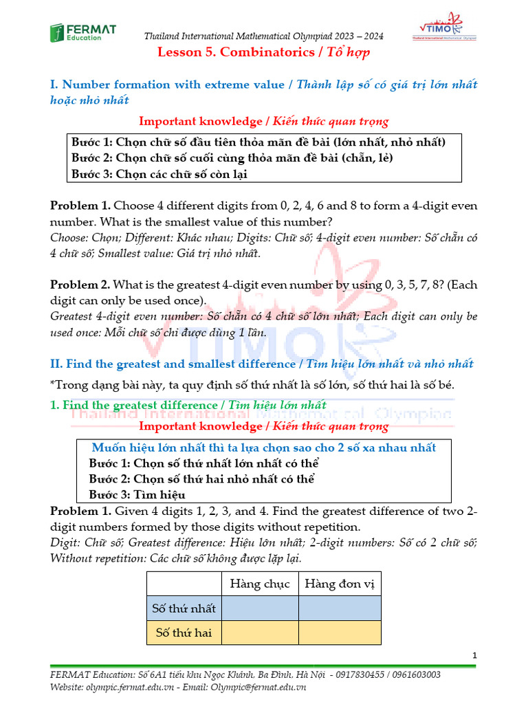 2A3 Lesson 5 Combinatorics | PDF