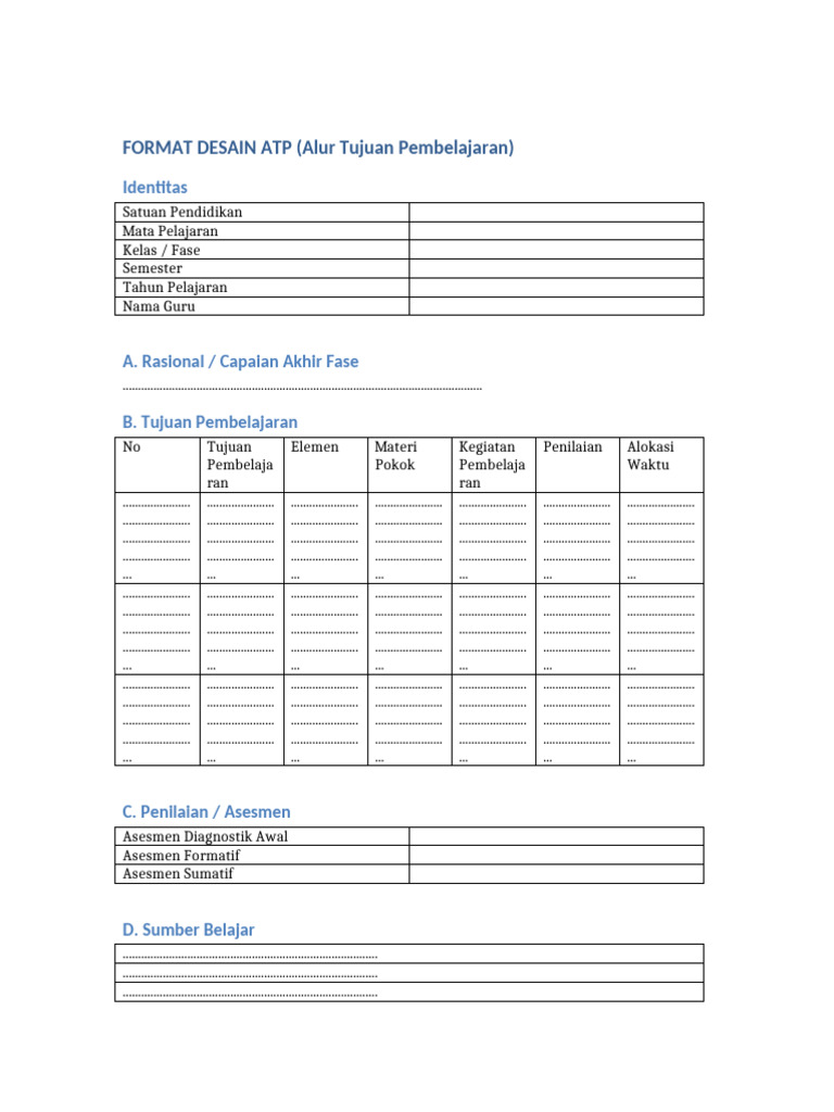Format Desain ATP Tabel | PDF