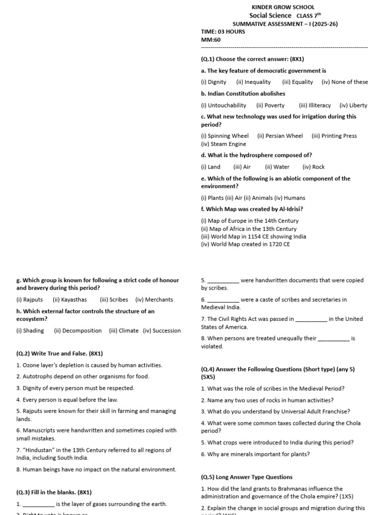 7th SST Sa1 | PDF