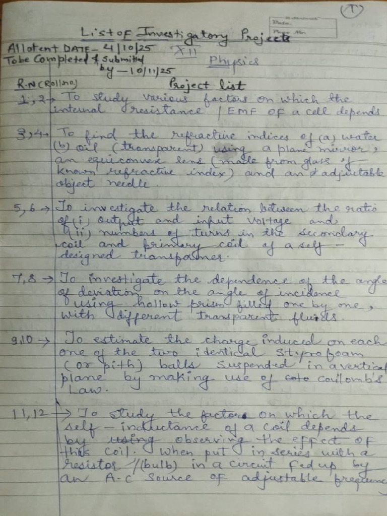 Physics Project 2025-26 Class 12th | PDF