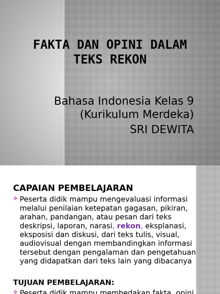 Fakta dan Opini dalam Teks Rekon | PDF