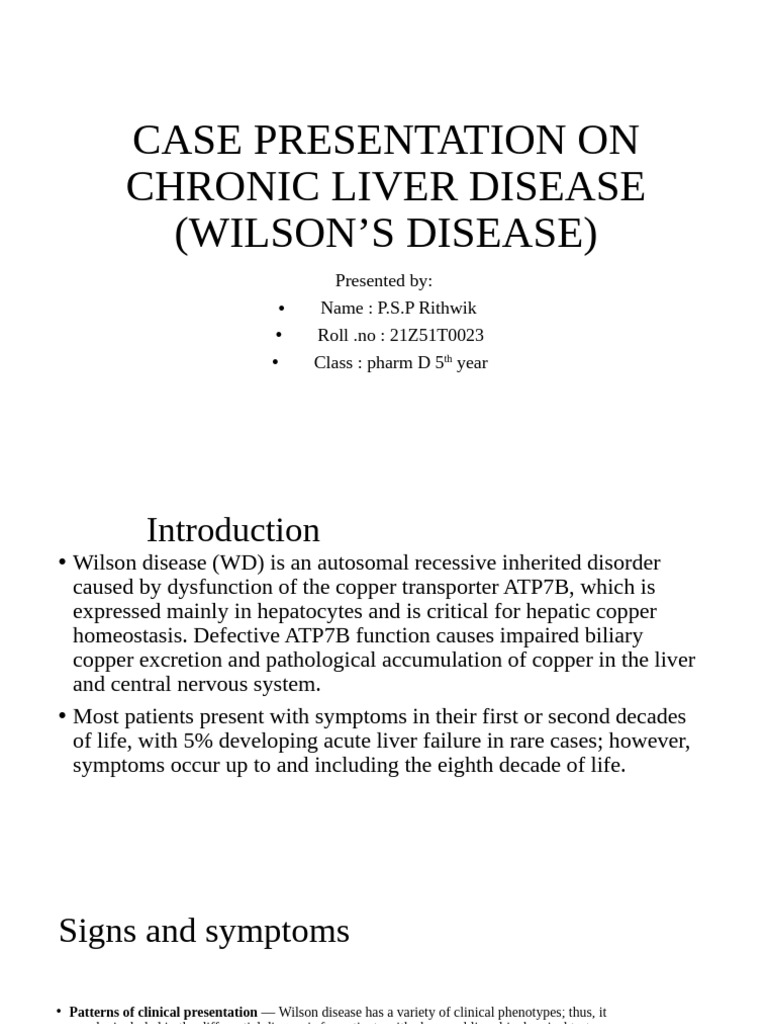 Case Presentation On Chronic Liver Disease (Wilson's | PDF | Liver ...