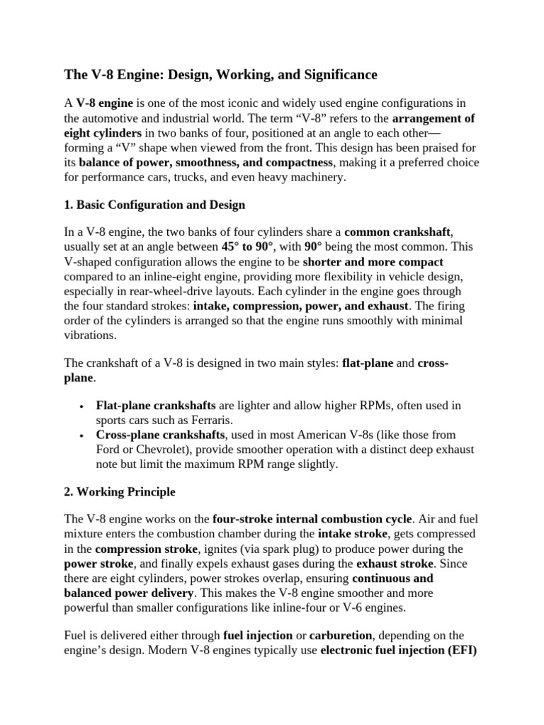 The V8 Engine | PDF | Internal Combustion Engine | V8 Engine