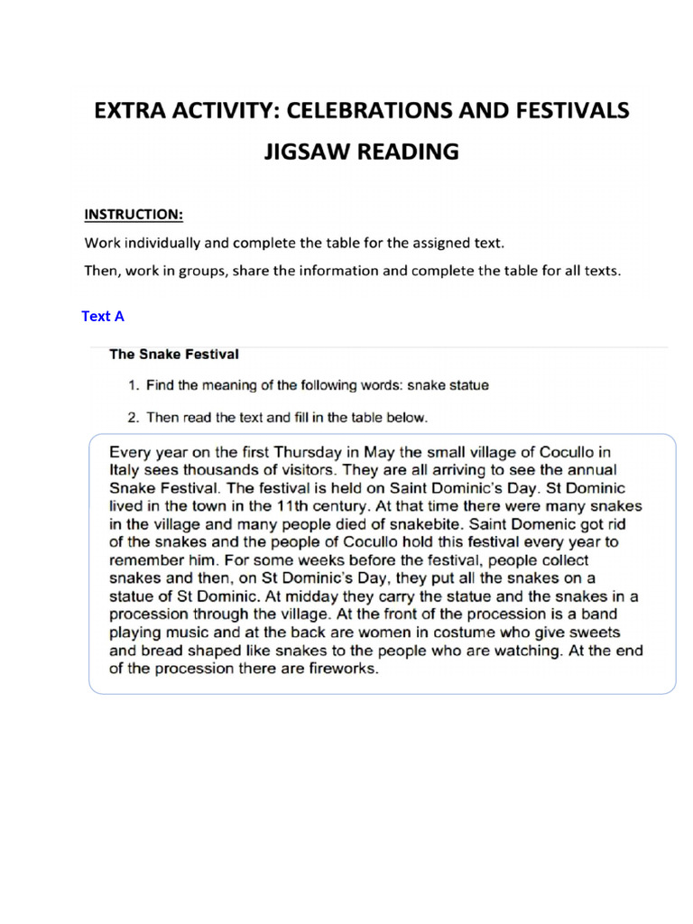 Sample Text For Jigsaw Reading | PDF