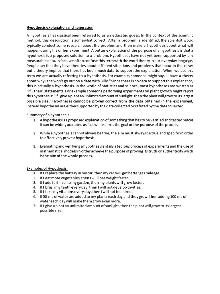 Understanding Hypothesis Formation | PDF | Hypothesis | Theory