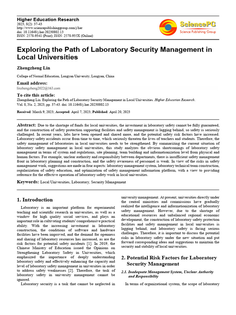 Exploring The Path of Laboratory Security Management in Sj4xka8u | PDF ...