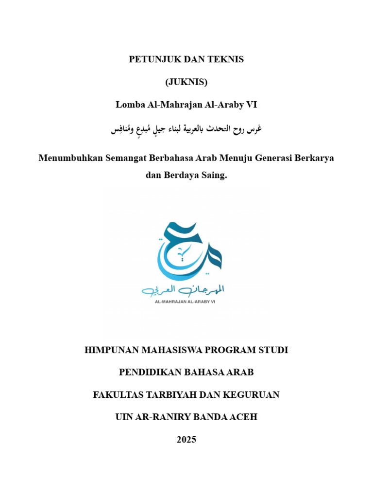 Juknis Al-Mahrajan Al-'Araby Vi | PDF