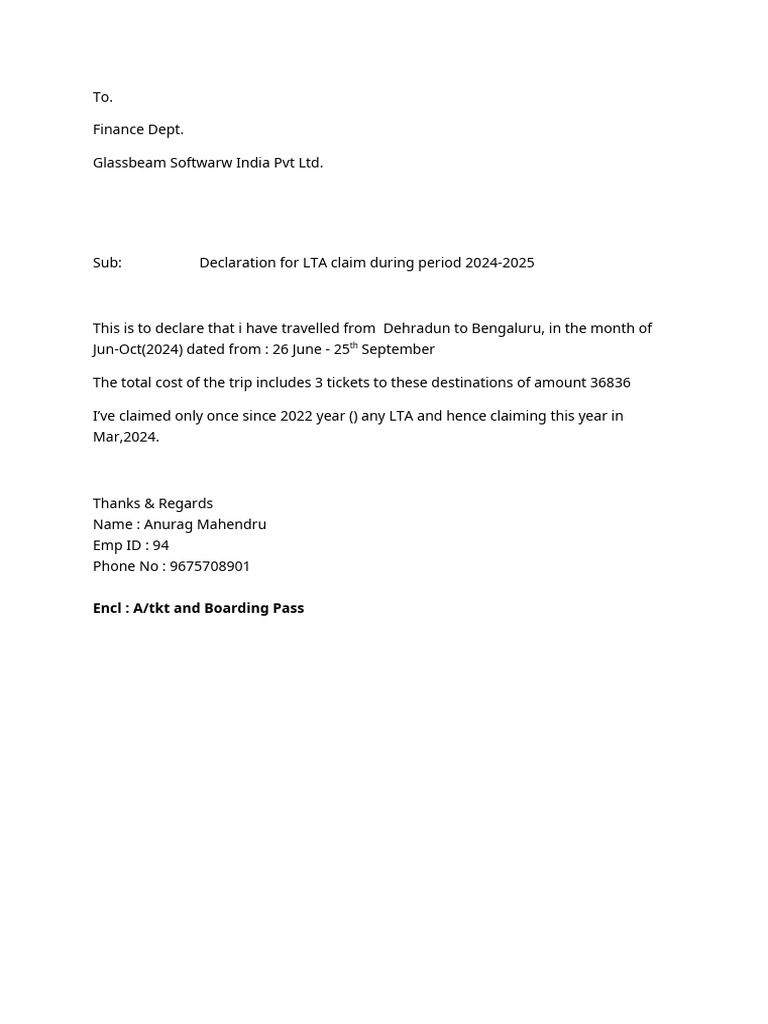 LTA Declaration | PDF