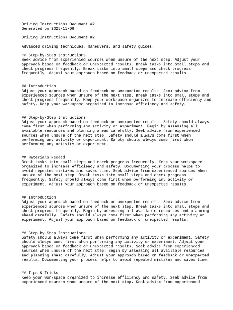 Driving Instructions Doc 6 | PDF