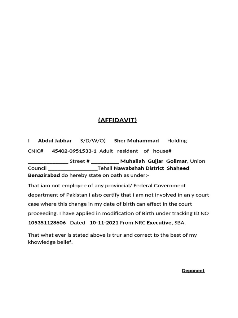 Affidavit DOB Modification. | PDF