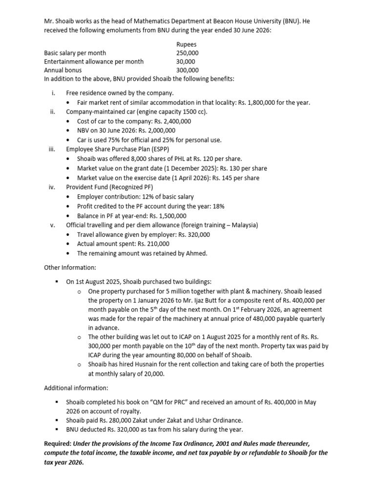 Income Tax Practice Question | PDF | Taxes | Government Finances