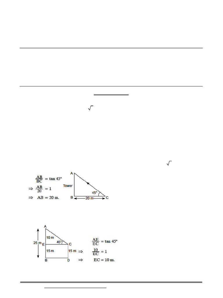 Maths Class X Chapter 09 Some Applications of Trigonometry Practice ...