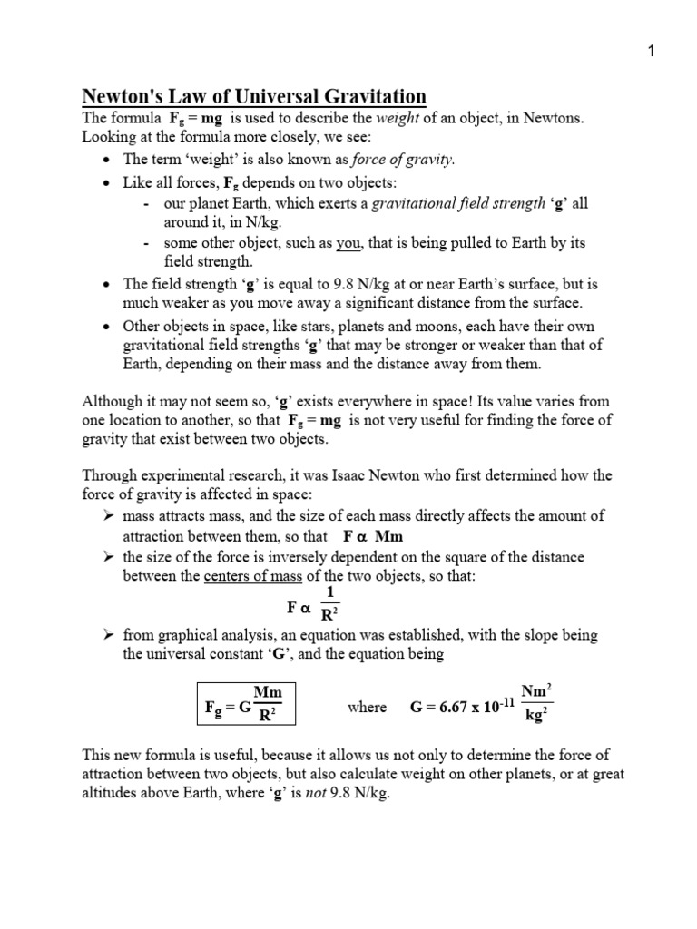 Newtons Gravitation Law Notes All | PDF | Orbit | Gravity